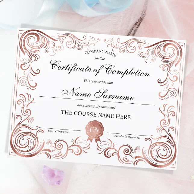 Luxury Gold Certificate of Completion Award Course | Zazzle
