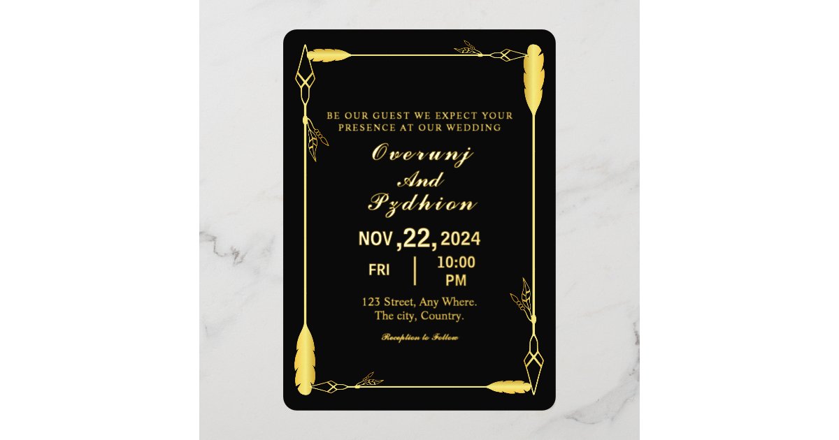 Luxury Gold Foil Invitation Card Vector Template | Zazzle