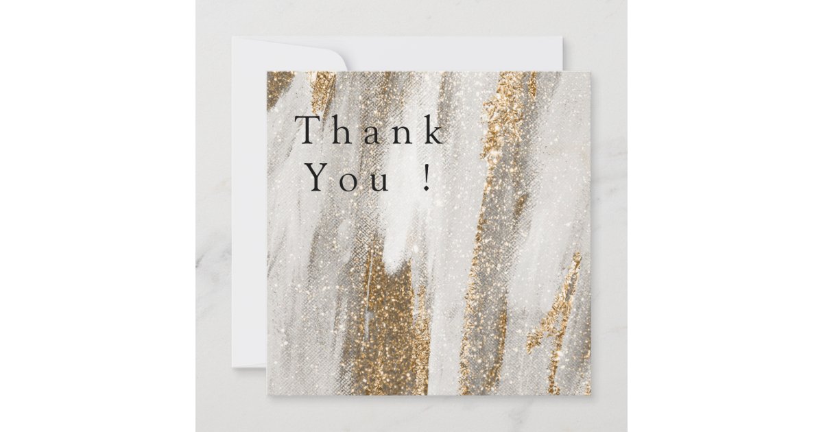 Luxury Marble Gold Strokes white and grey Invitat Thank You Card | Zazzle
