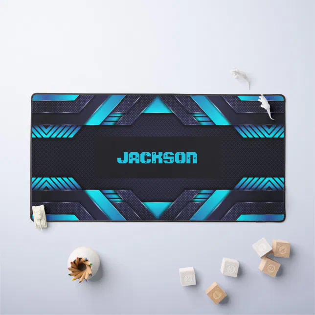 Luxury Metallic Blue Background Desk Mat | Zazzle