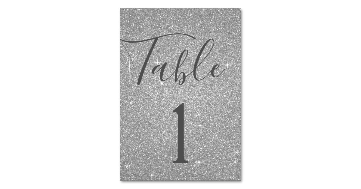 Luxury Silver Sparkle Table Number | Zazzle