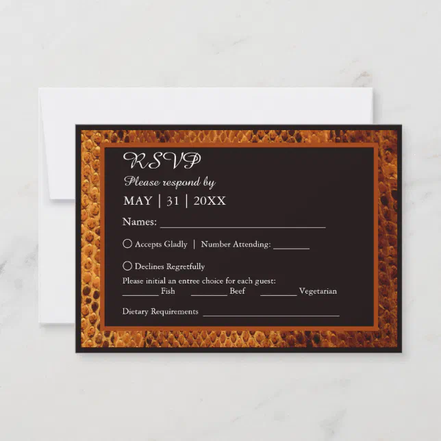 luxury wild snake skin animal wedding RSVP card | Zazzle