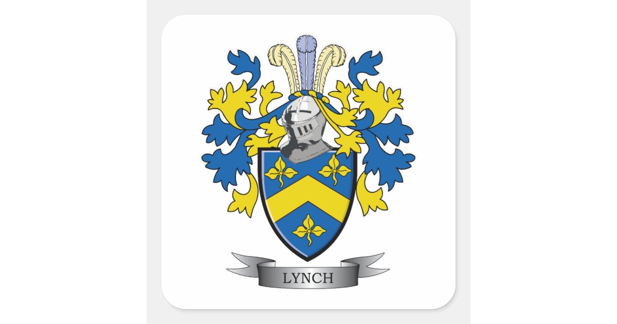Lynch Coat of Arms Square Sticker | Zazzle