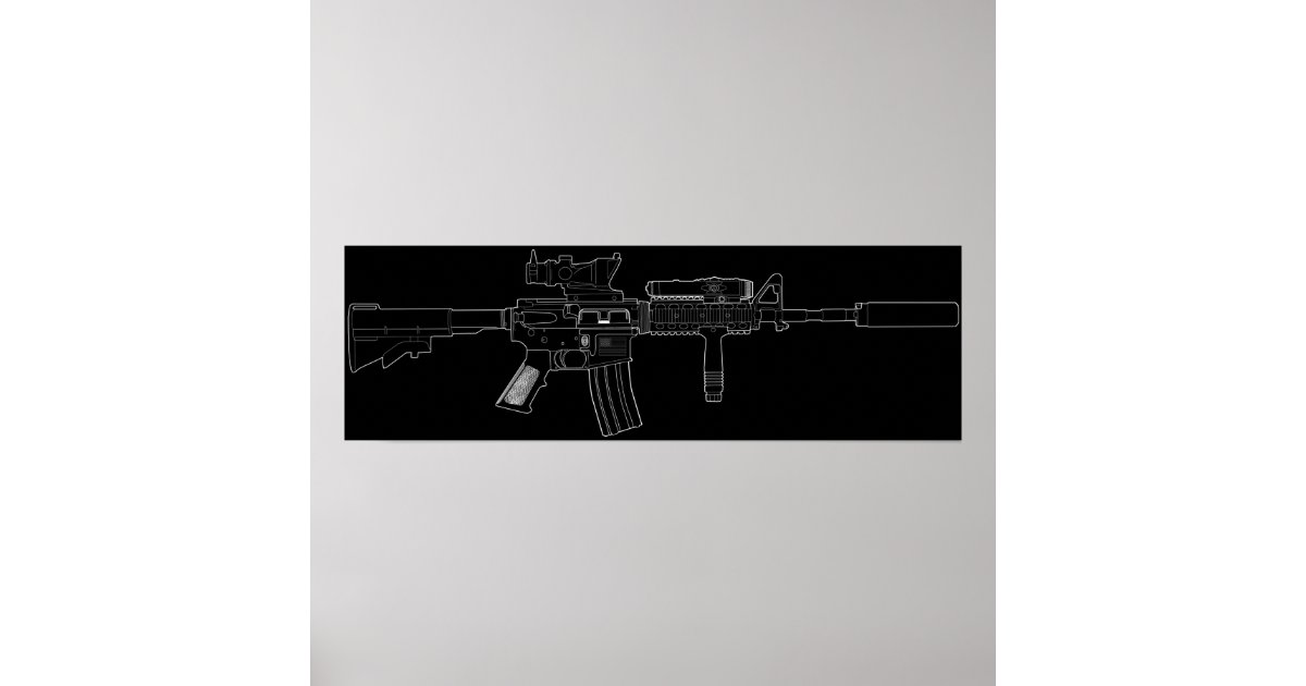 M4 SOPMOD Black Poster | Zazzle