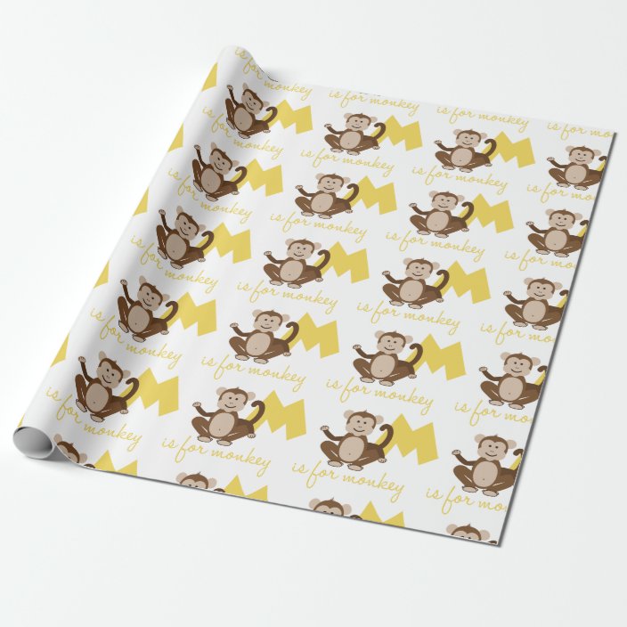 M Is For Monkey Wrapping Paper | Zazzle.co.uk