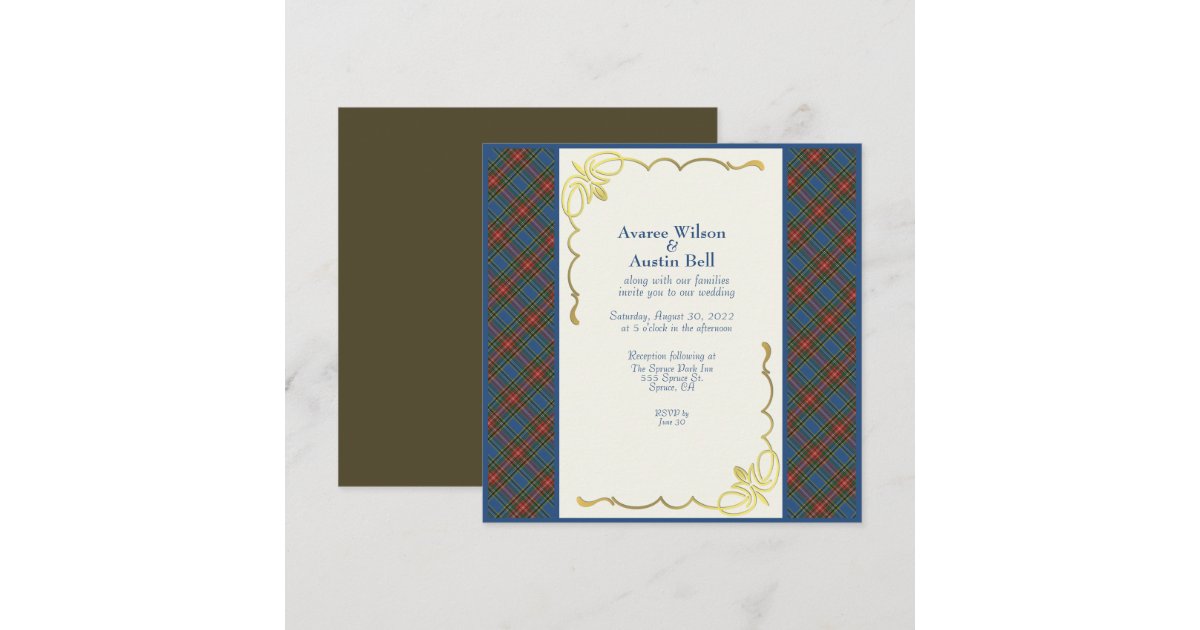 MacBeth Tartan Plaid Wedding Invitation | Zazzle