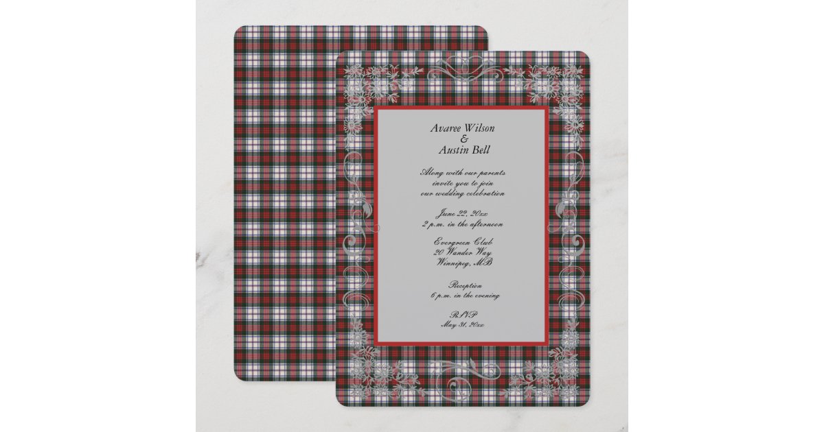 MacDuff Tartan Plaid Wedding Invitation | Zazzle