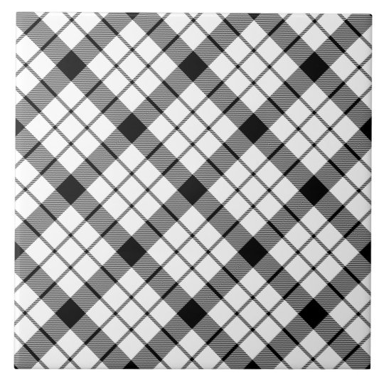 MacFarlane tartan black white plaid Tile | Zazzle.co.uk