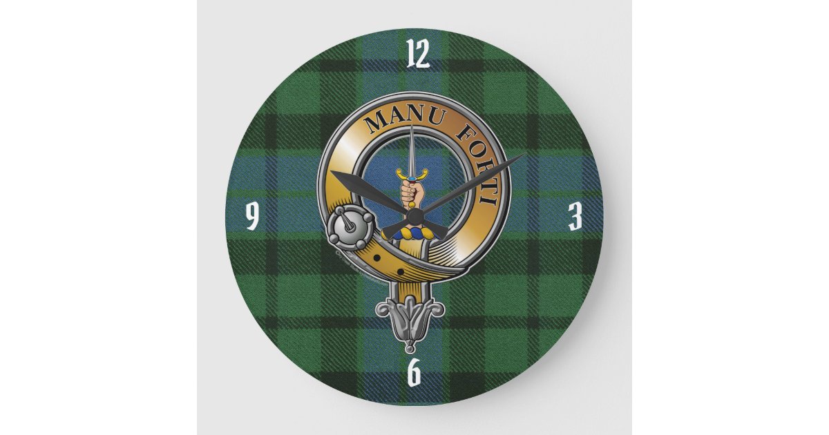 MacKay Tartan & Badge Large Clock | Zazzle