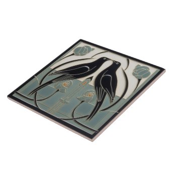 Mackintosh Black Birds Art Deco Nouveau Wall Decor Tile | Zazzle