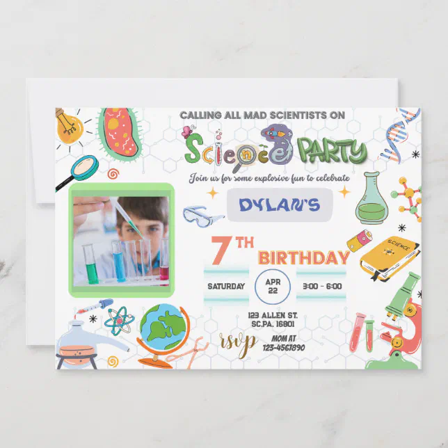 Mad Science Party, Scientist Birthday Invitation | Zazzle