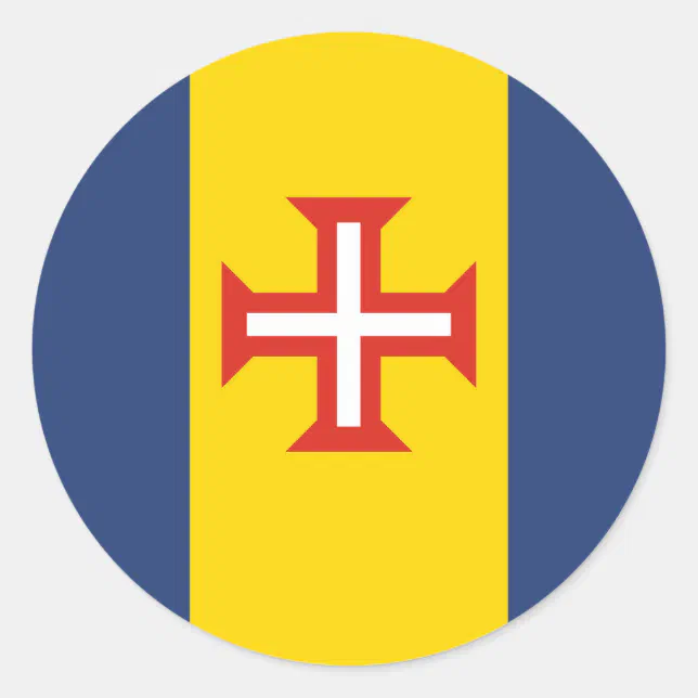 Madeira flag Portugal province symbol cross Classic Round Sticker | Zazzle