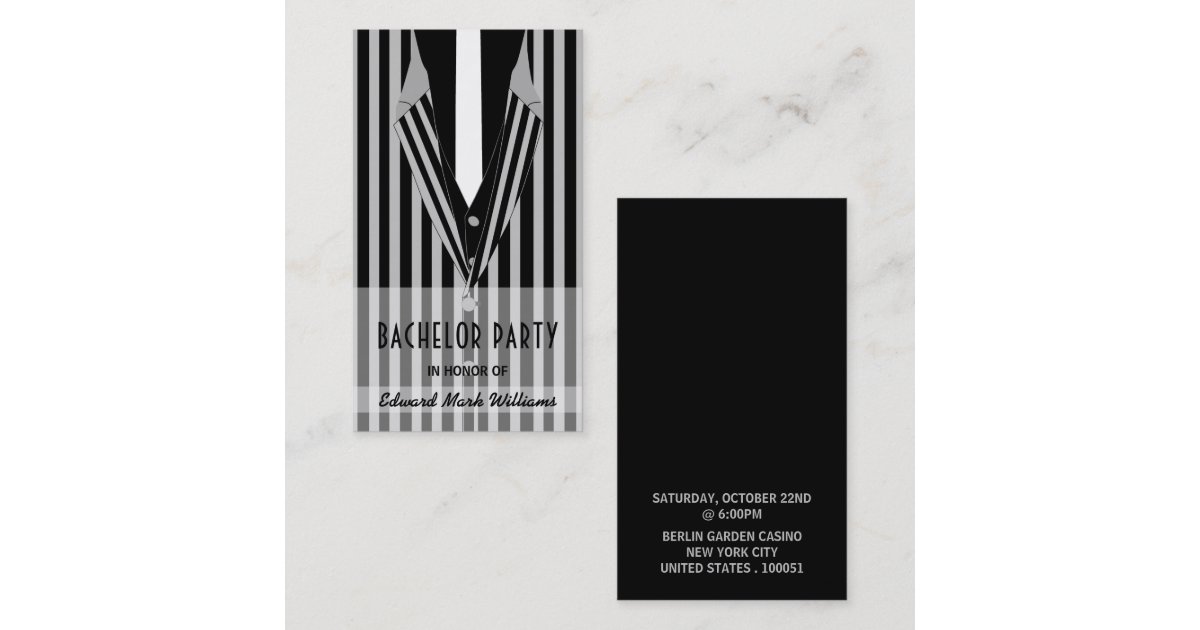 Mafia Suit, Bachelor Party Ticket Invitation | Zazzle