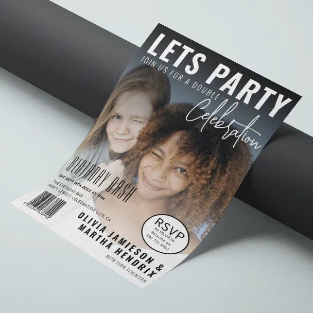 Magazine Cover | Joint Birthday Party Invitation | Zazzle