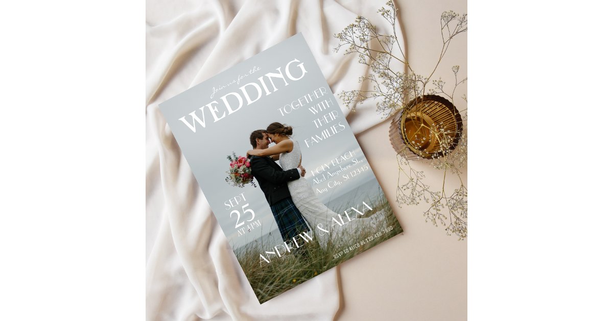 Magazine cover photo wedding Invitation | Zazzle