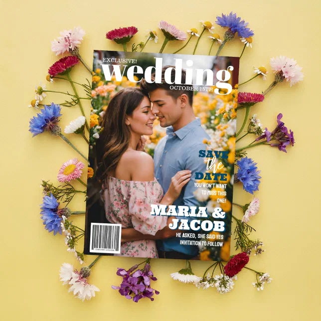 Magazine Cover Save The Date Photo Invitation | Zazzle