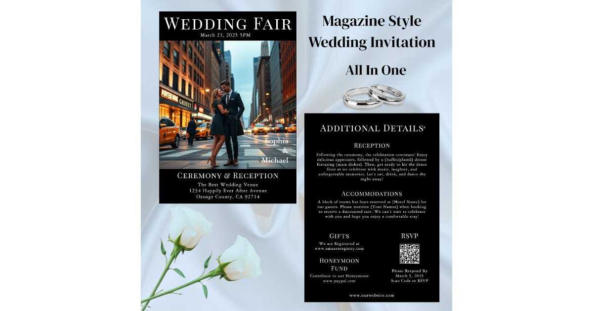 Magazine Cover Wedding in the City Invitation | Zazzle