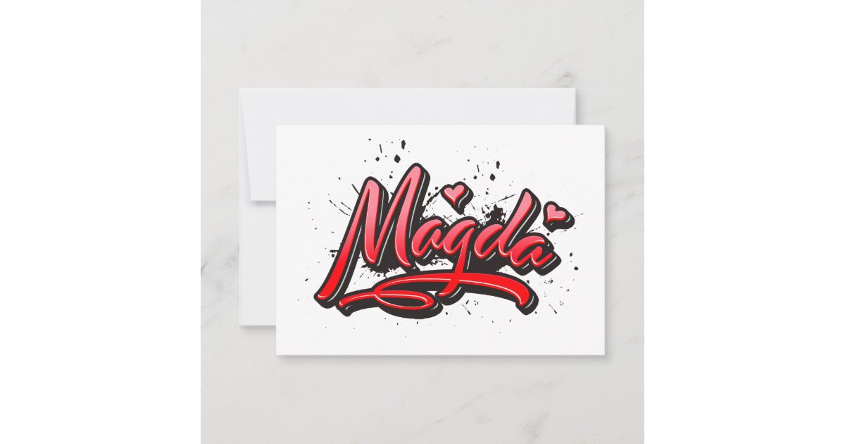 Magda Heart Splash Graffiti Card | Zazzle