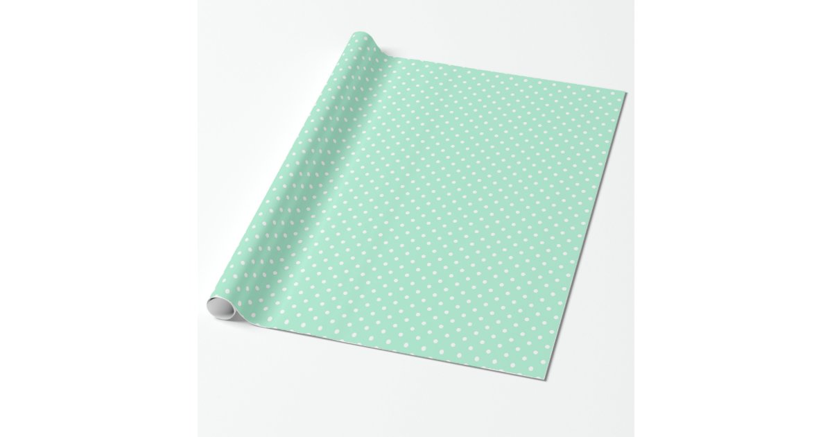 Magic Mint and White Polka Dot Pattern Wrapping Paper | Zazzle
