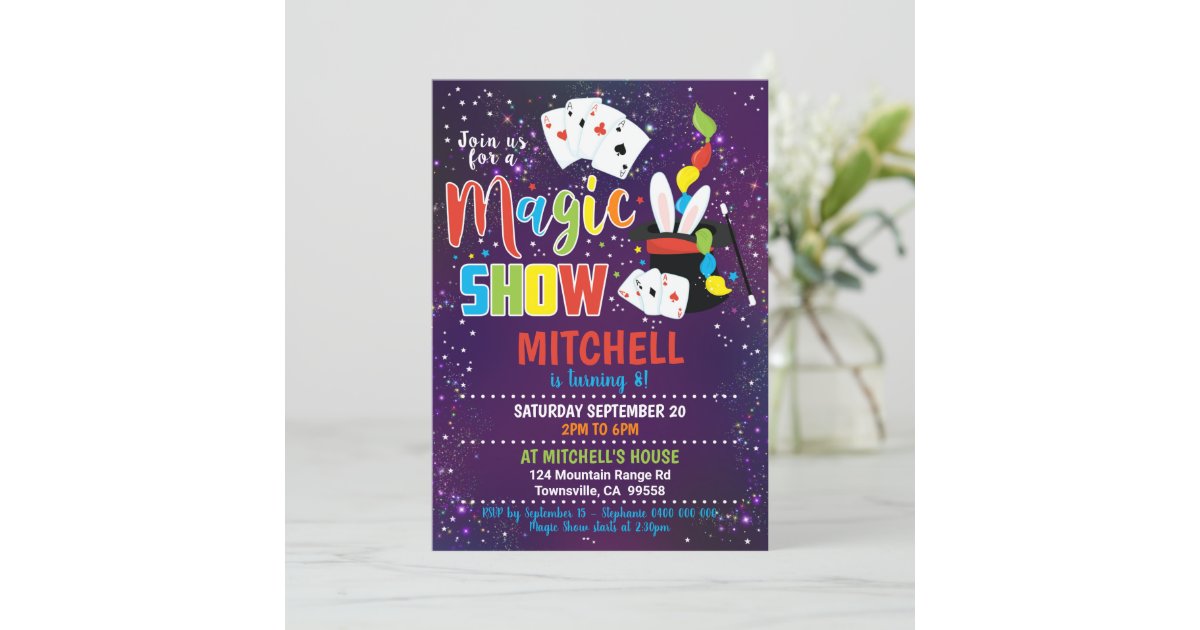 Magic Show Birthday Invitation Magic Invitation | Zazzle