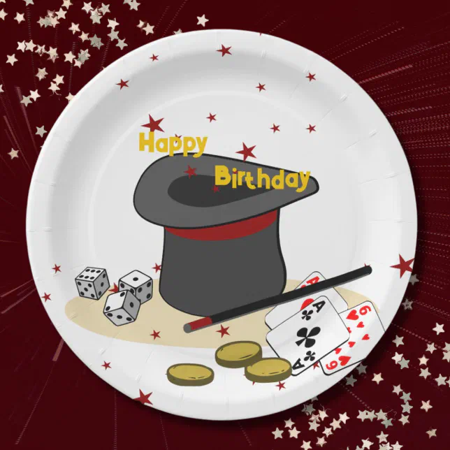Magic Show Happy Birthday Kids Party Paper Plate | Zazzle
