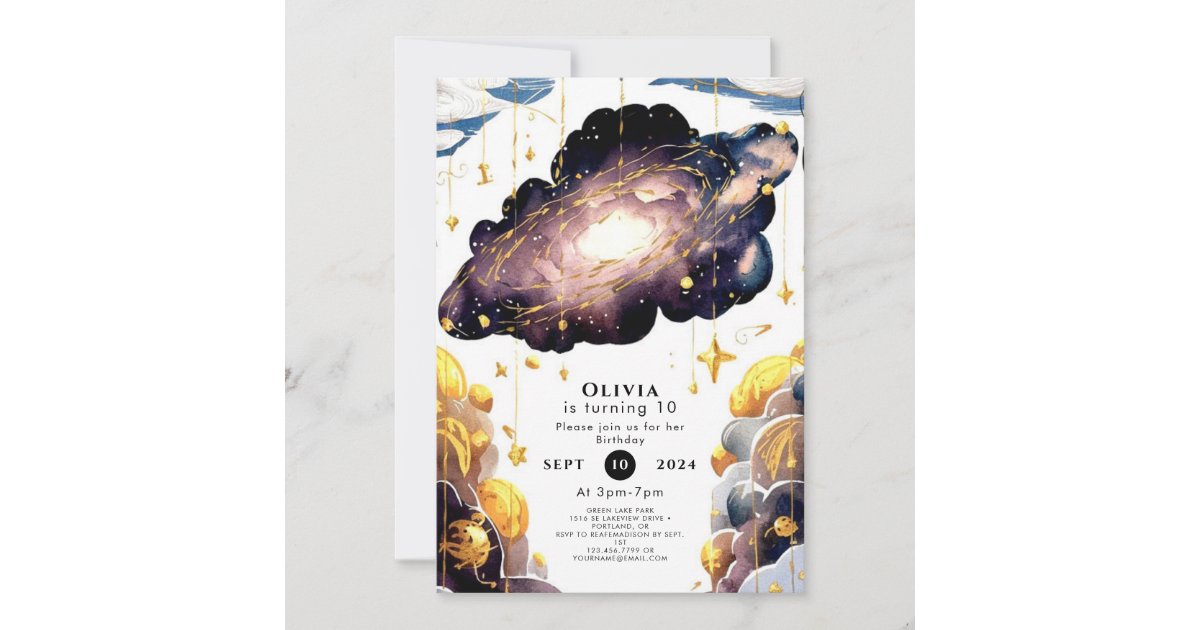 Magical Comet Space Birthday Invitation | Zazzle