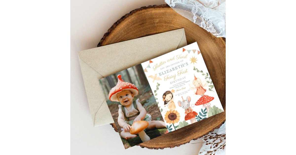 Magical Photo Enchanted Fairy First Birthday Invitation | Zazzle