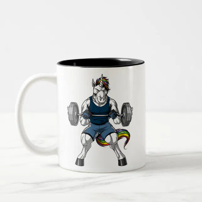 Magical Unicorn Fitness Gym Workout Bodybuilder Two-Tone Coffee Mug ...
