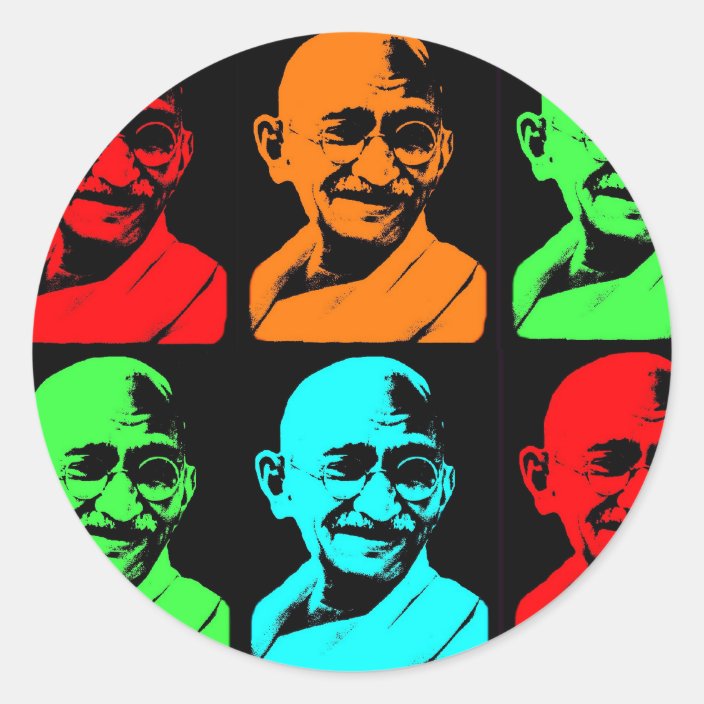 Mahatma Gandhi Collage Classic Round Sticker | Zazzle.co.uk