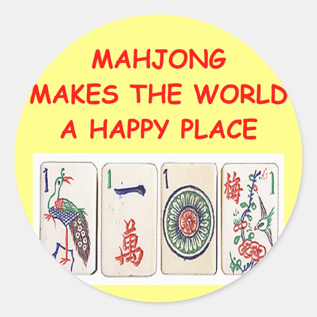 mahjong classic round sticker | Zazzle