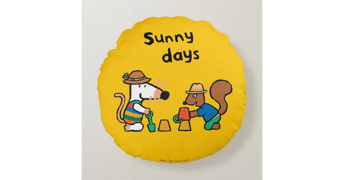 Maisy and Cyril Build a Sand Castle Round Cushion | Zazzle