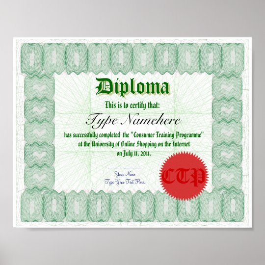 Make a Diploma Certificate Print | Zazzle.co.uk
