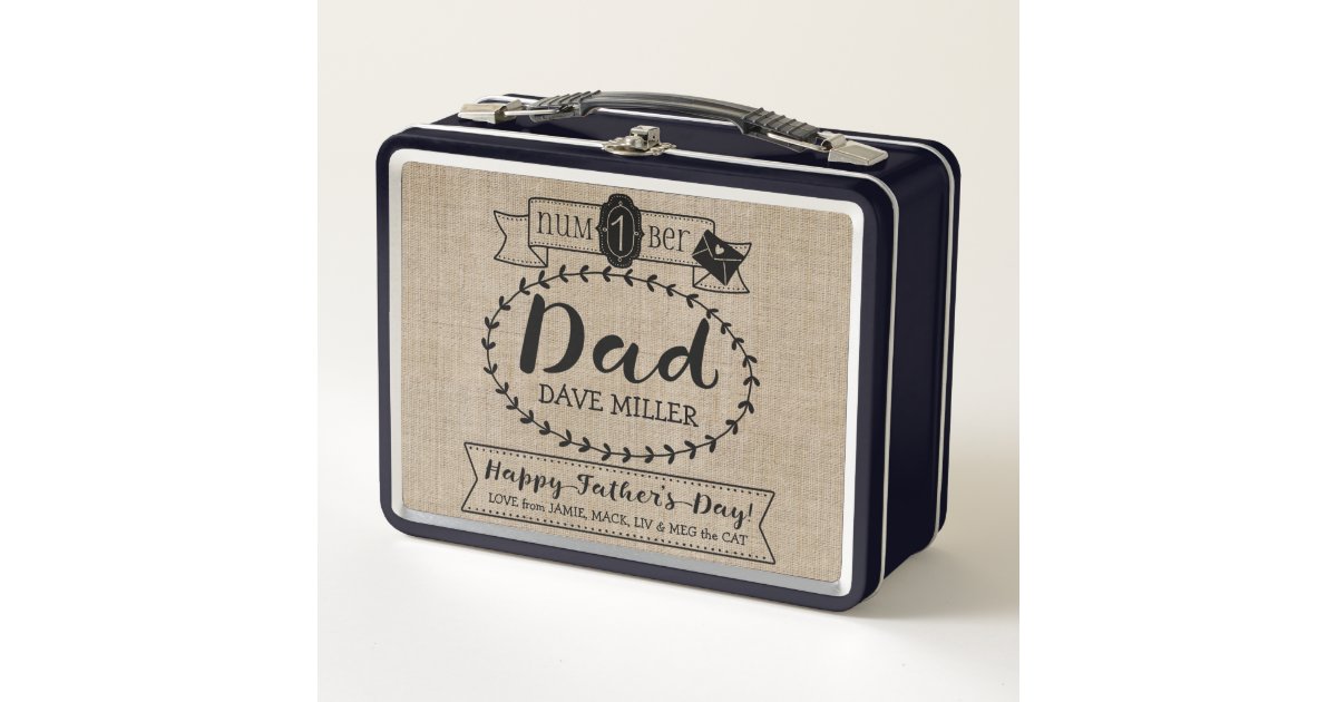 Make Your Own Father’s Day Number 1 Dad Monogram Metal Lunch Box | Zazzle