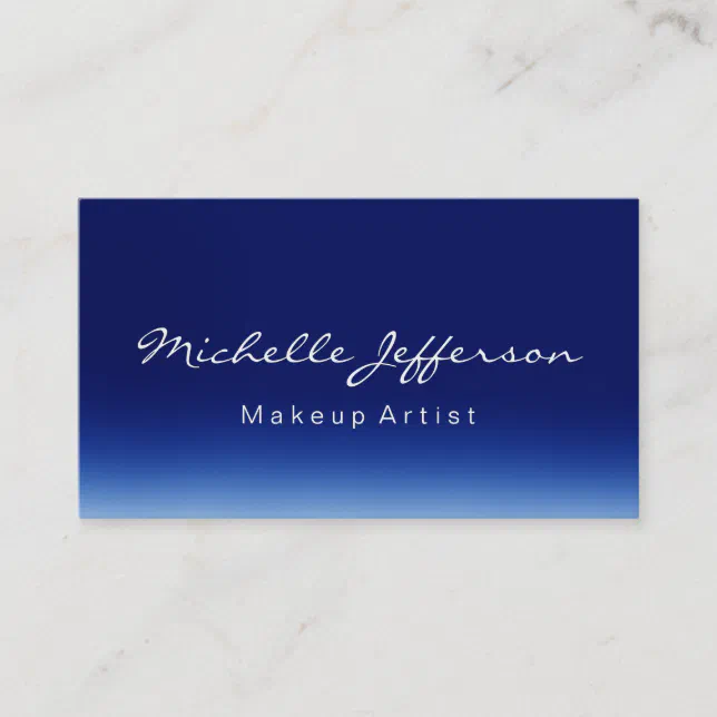 Makeup Artist Script Dark Blue Business Card | Zazzle