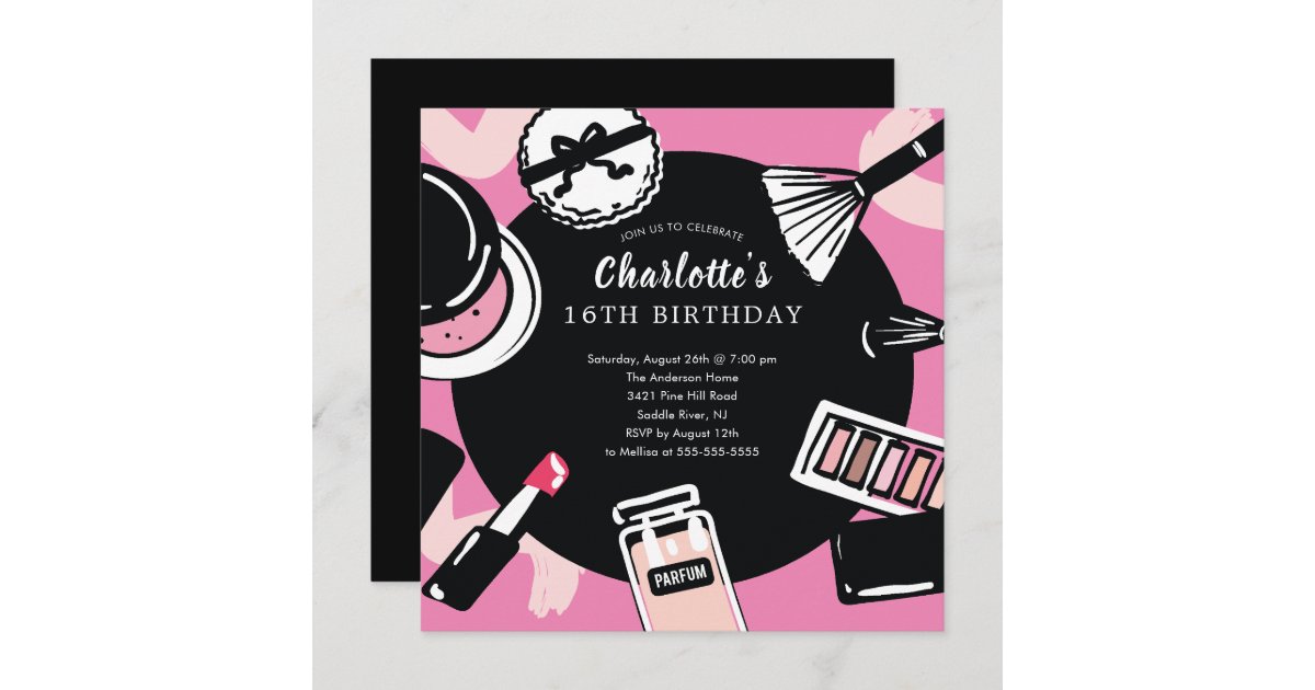 Makeup Birthday Party Invitation | Zazzle