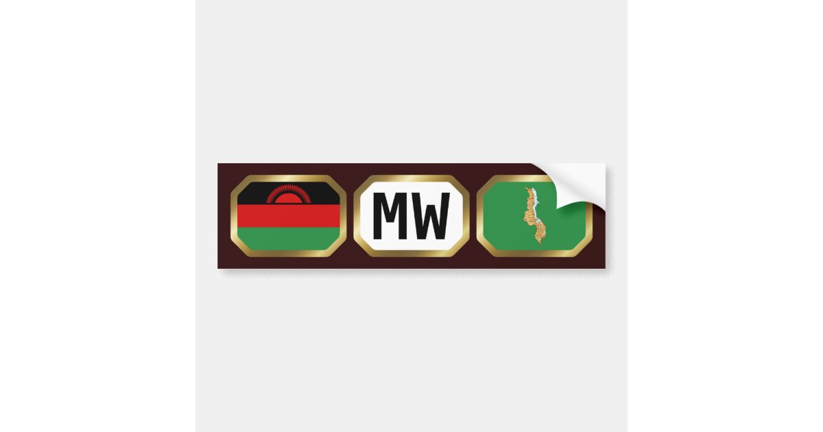 Malawi Flag Map Code Bumper Sticker | Zazzle