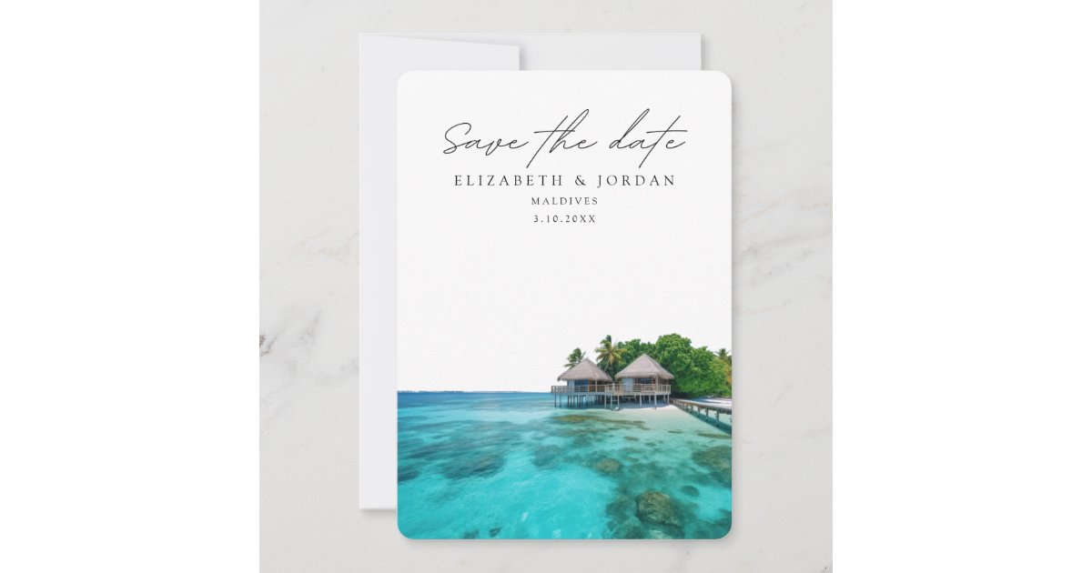 Maldives Photo Save the Date Wedding Invitation | Zazzle
