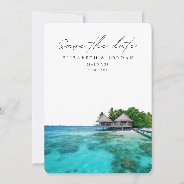 Maldives Photo Save the Date Wedding Invitation | Zazzle