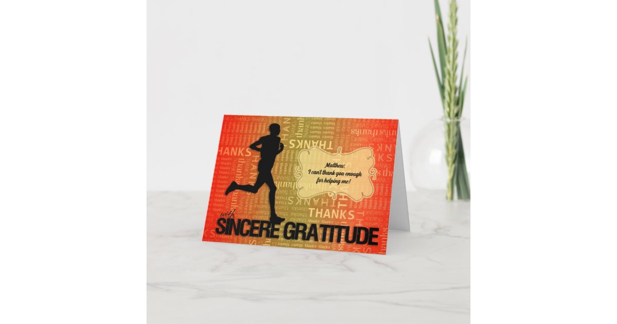 Male Runner Thank You in a Sports Theme | Zazzle