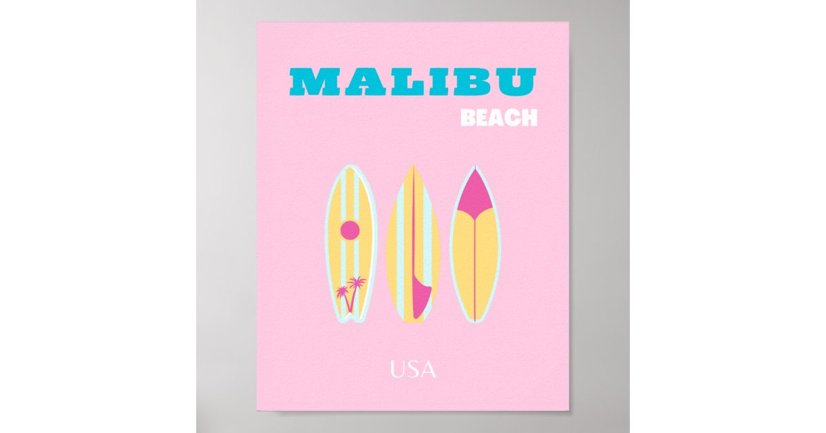 Malibu, Malibu Beach, Preppy, Preppy Girl, Pink Poster | Zazzle