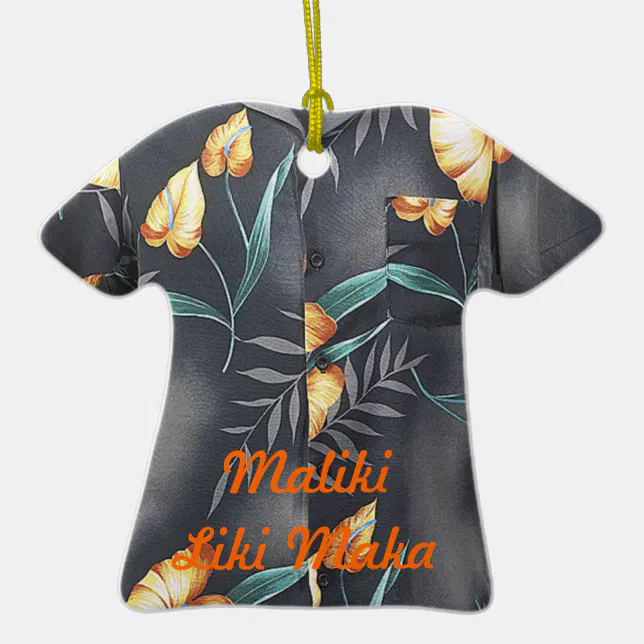 Maliki Liki Maka Grey Tropical Hawaiian Shirt Ceramic Tree Decoration ...