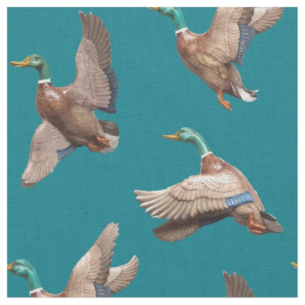 Mallard Ducks Lake House Country Fabric | Zazzle