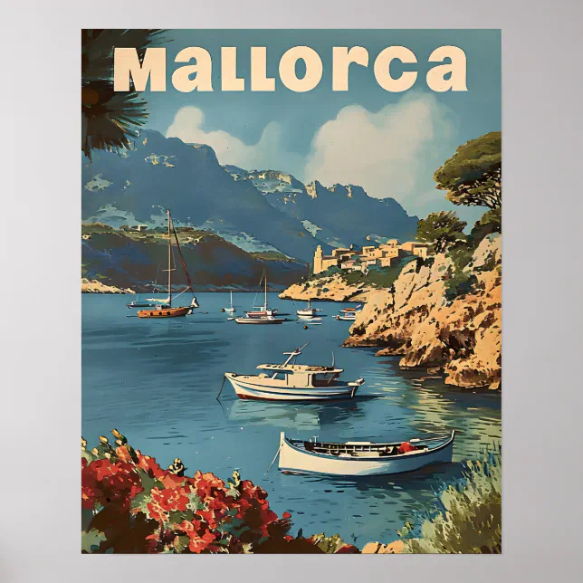 Mallorca Coastal Bliss Vintage Postcard Poster | Zazzle