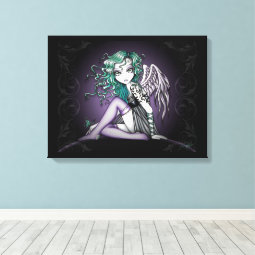 "Malory" Cute Green Tattoo Angel Canvas Print | Zazzle
