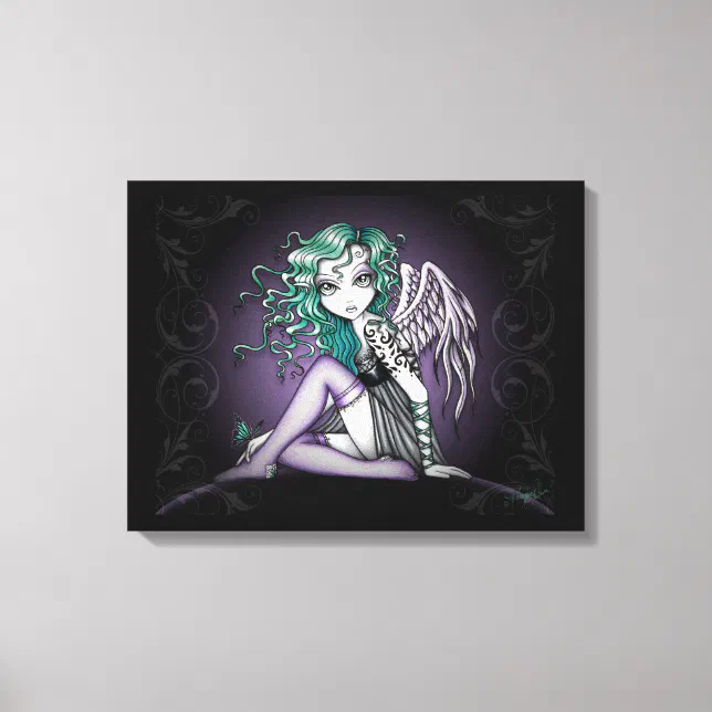 "Malory" Cute Green Tattoo Angel Canvas Print | Zazzle