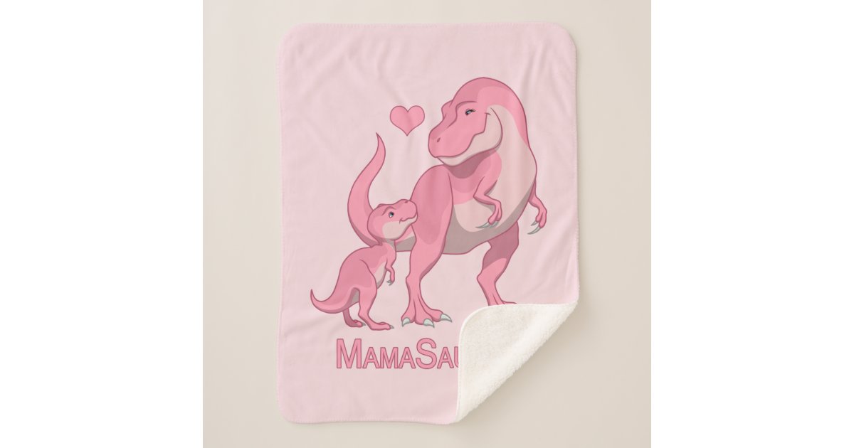 MamaSaurus T-Rex and Baby Girl Dinosaurs Sherpa Blanket | Zazzle