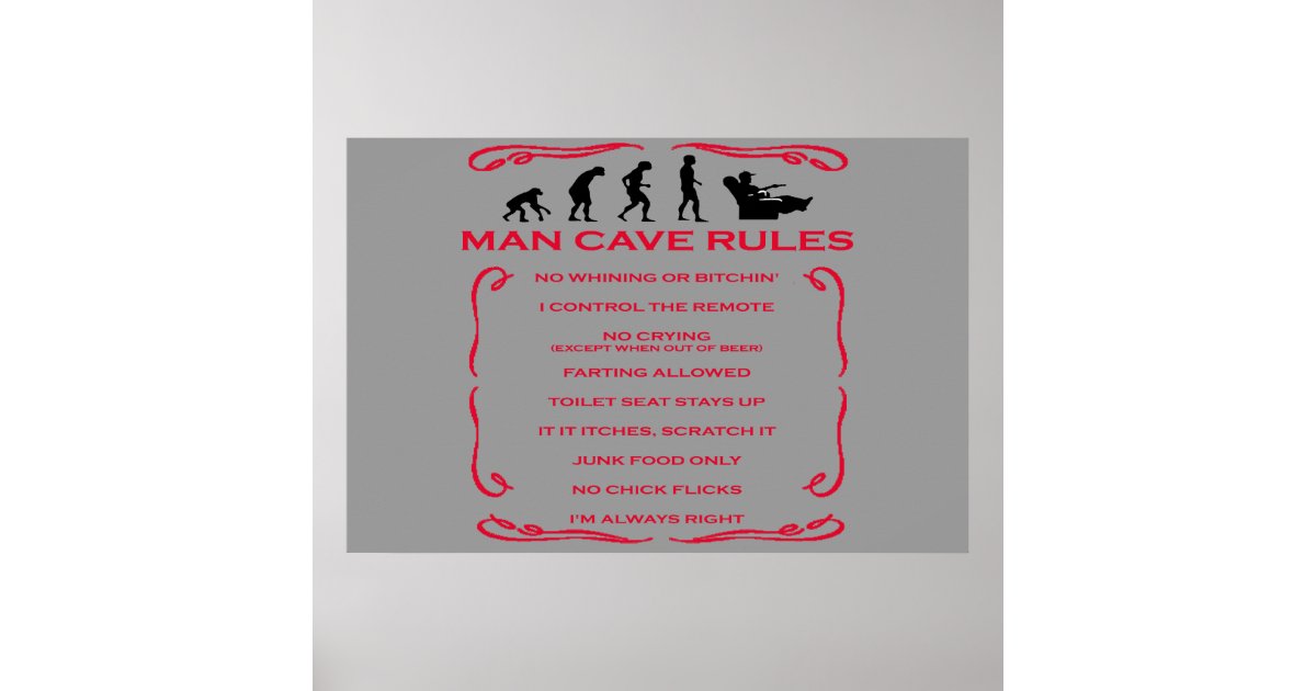 Man Cave Rules Poster | Zazzle