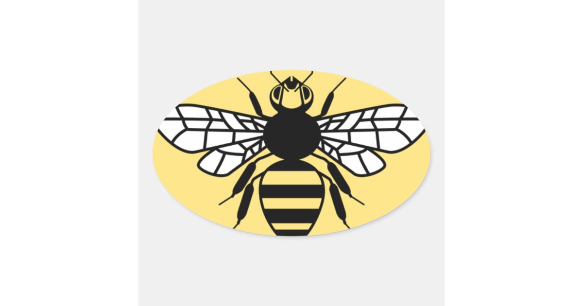 Manchester Bee Oval Sticker | Zazzle