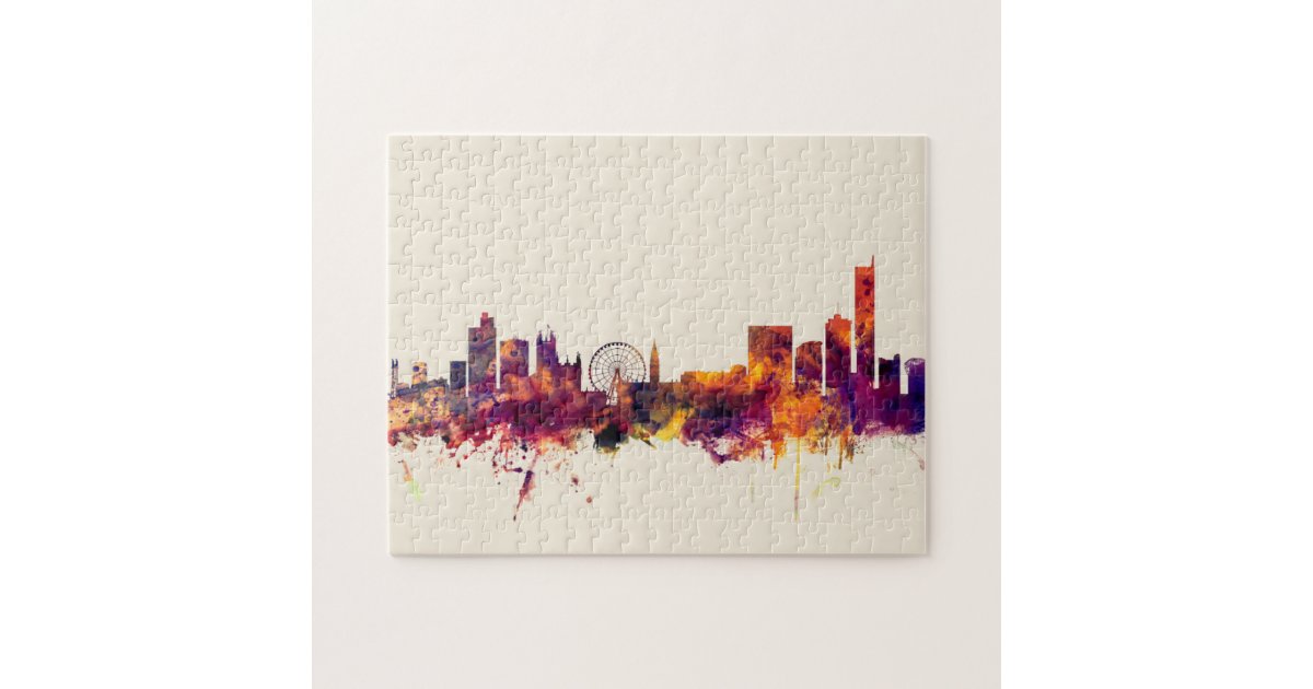 Manchester England Skyline Jigsaw Puzzle | Zazzle