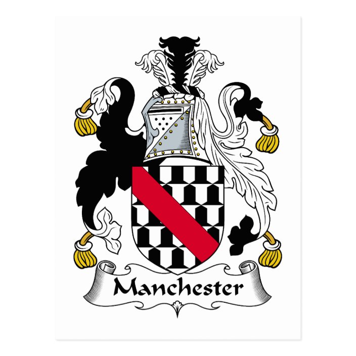 Manchester Family Crest Postcard | Zazzle.co.uk
